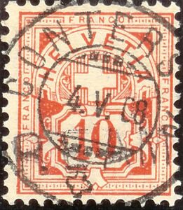 Stamp: Cross over value plate (Switzerland(Cross over value plate) Mi ...