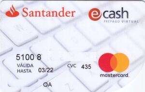 Tarjeta de Banco: Santander Cash Prepago Virtual (Banco de Santander ...