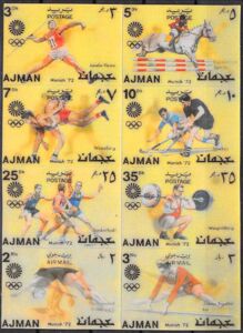 Bélyeg: Summer Olympic Games 1972, Munich - 3D, se-tenant (Ajman(Summer ...