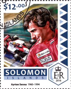 Stamp: Ayrton Senna (Solomon Islands(Formula 1 (2016)) Mi:SB 4228,Yt:SB ...