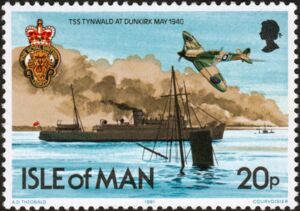 Stamp: T.S.S. Tynwald at Dunkirk, may 1940 and supermarine Spitfire ...