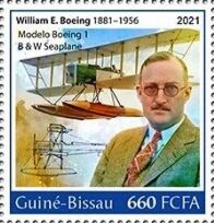Stamp: William Boeing - Boeing Model 1 B & W Seaplane (Guinea-Bissau ...