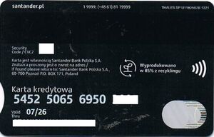 Bank Card: Mastercard Credit (Santander Bank Polska, PolandCol:PL-MC-0680