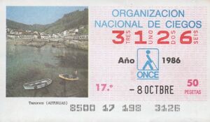 Lottery Ticket: Tazones (Asturias) (ONCE, Spain(1986 - 10 Cupones ...