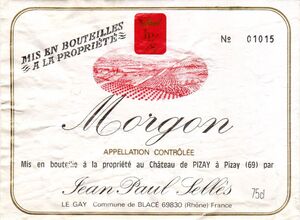 Drink Label: Morgon AOC - Jean Paul Selles (Jean Paul Selles, France ...