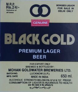 Drink Label: Black Gold Premium Lager Beer (Mohan Goldwater Breweries ...