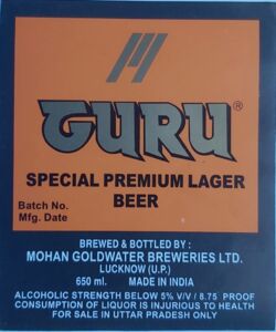 Drink Label: Guru Special Premium Lager Beer (Mohan Goldwater Breweries ...