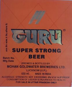 Drink Label: Guru Super Strong Beer (Mohan Goldwater Breweries, India ...
