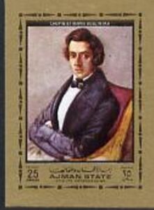 Stamp: Chopin, Maria Wodzinska (1836) (Ajman(Frederic Chopin) Mi:AJ ...