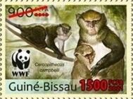 Stamp: Campbell's Mona Monkey (Cercopithecus campbelli) Surcharged ...