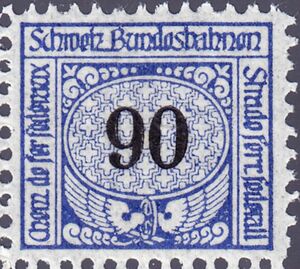 Stamp: Railway stamps with thin black face value in oval (Switzerland ...