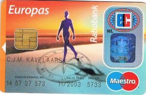 Bank Card: Maestro & Eurocheque"Europas" (Rabobank, NetherlandsCol:NL ...