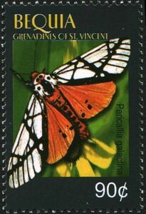 Stamp: Moth (Pericallia galactina) (Grenadines of St. Vincent, Bequia ...