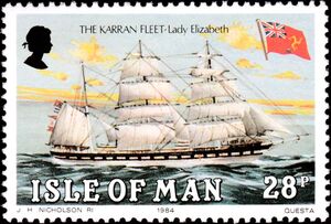Stamp: Lady Elizabeth (barque), 1879 (Isle of Man(Sailing ships of the ...