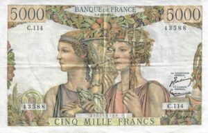 Billete de Banco: 5,000 Francs (Francia(1945-1957 Issue) Wor:P-131c.3