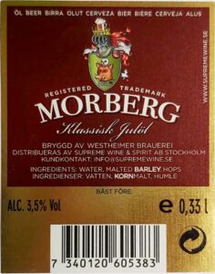 Drink Label: Morberg Klassisk Julol (Westheimer Brauerei Marsberg ...