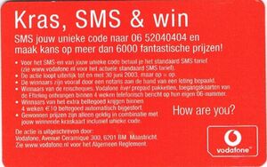 Functional Card: Kras, SMS & win (Telecommunications, Netherlands(Vodafone) Col:NL-VOD-001