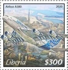 Stamp: Airbus A380 (Liberia(Airbus A380, 15th Anniversary (2020)) Yt:LR ...
