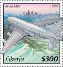 Stamp: Airbus A380 (Liberia(Airbus A380, 15th Anniversary (2020)) Yt:LR ...