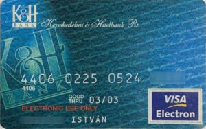 Tarjeta de Banco: VISA Electron Debit - K&H Bank (K&H bank, HungríaCol:HU-VE-0035