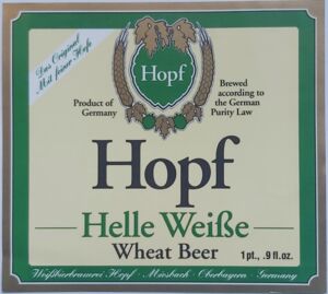 Drink Label: Hopf Helle Weisse Wheat Beer (Weißbierbrauerei Hopf ...