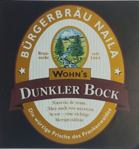 Drink Label: Wohn's Dunkler Bock (Frankenwälder Bürgerbräu Naila, Germany, Federal RepublicCol ...