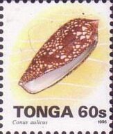 Stamp: Princely Cone (Conus aulicus) (Tonga(Marine Life (1993-1996)) Mi ...