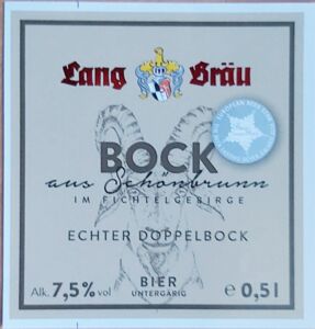 Drink Label: Lang Brau Bock (Brauerei Schaffer Schaittach, Germany, Federal RepublicCol:DE-BEER ...