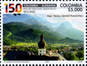 Stamp: View of Alps, Garmisch-Partenkirchen, Germany (Colombia ...
