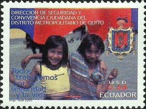 Stamp: Children, Coat of Arms of the District of Quito (EcuadorMi:EC ...