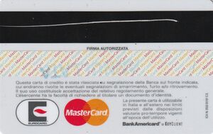 Bank Card: Credito Artigiano (BANK AMERICARD, ItalyCol:IT-MC-0112