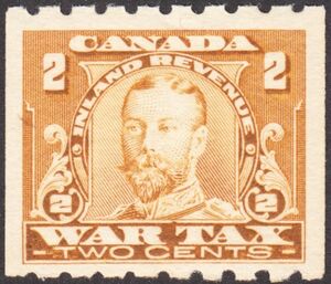 Stamp: King George V (1865-1936) (Canada: Revenue Stamps(War Tax) Bar ...