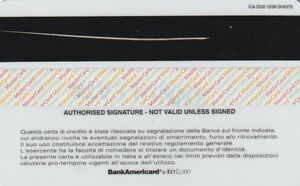 Bank Card: Banca Del Fucino (BANK AMERICARD, ItalyCol:IT-MC-0118