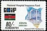 Stamp: Flag and proposed NHIF Headquarters in map - dated 2000/2001 ...