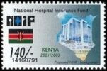 Stamp: Flag and proposed NHIF Headquarters in map - dated 2001/2002 ...