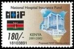 Stamp: Flag and proposed NHIF Headquarters in map - dated 2001/2002 ...