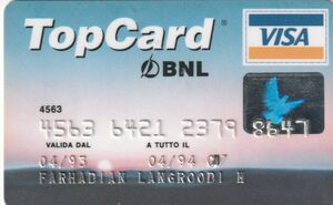 Bank Card: Bnl Top Card (BANCA NAZIONALE DEL LAVORO, ItalyCol:IT-VI-0188.01