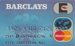 Bank Card: Barclays Eurocard (BARCLAYS BANK PLC, Germany, Federal ...
