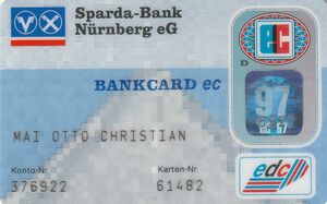 Bank Card: Eurocheque 1997 (Sparda-Bank Nürnberg eG, Germany, Federal ...