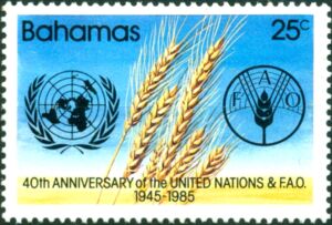 Stamp: 40th Anniversary of United Nations and FAO (BahamasMi:BS 599,Sn ...