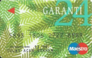 Bank Card: Garanti 24 (Garanti Bankası, Türkiye (Turkey)Col:TR-MS-0071