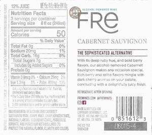 Drink Label: Fre Cabernet Sauvignon (Luminara Beverages LLC, United ...