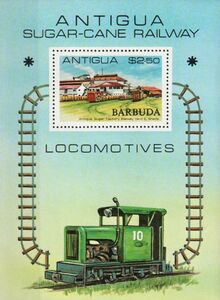 Stamp: Locomotives of the Sugar-cane Railway - Overprinted (Barbuda ...