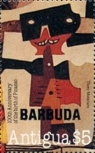 Марка: 'The Three Musicians' (detail), 1921 (Барбуда(Birth Centenary of ...