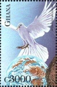 Stamp: Dove, earth (Ghana(10th Anniversary of United Nations Rights of ...