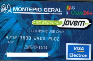 Bank Card: Visa Electron (Montepio Geral, PortugalCol:PT-VE-0002 💳