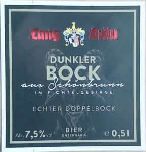 Drink Label: Lang Bräu Dunkler Bock (Brauerei Schaffer Schaittach, Germany, Federal RepublicCol ...