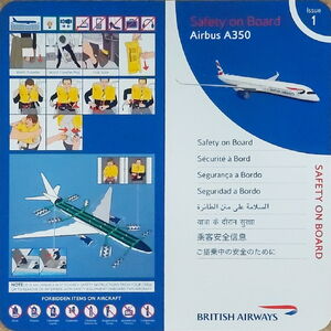 Safety Card: Airbus A350 (British Airways, United Kingdom of Great ...