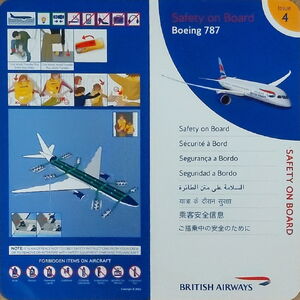 Safety Card: Boeing 787 (British Airways, United Kingdom of Great ...