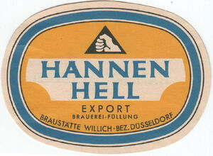 Flaschenetikett: Hannen Hell Export (Hannen Brauerei Willich ...